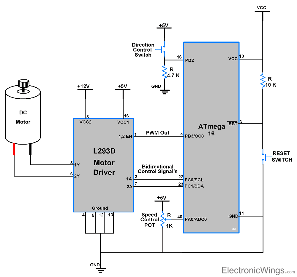 DC motor interfacing with AVR ATmega16/ATmega32 - ElectronicWings DC motor interfacing with AVR ATmega16/ATmega32 - ElectronicWings