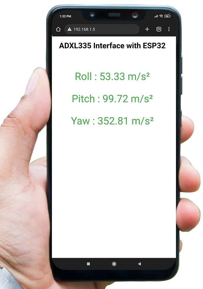 ADXL335 Accelerometer Interfacing with ESP32 | ESP32