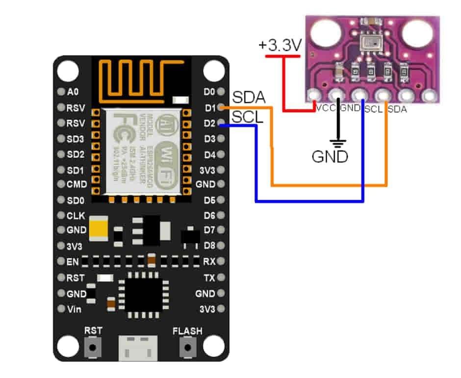 BMP280 Barometer Sensor Interfacing with NodeMCU | NodeMCU