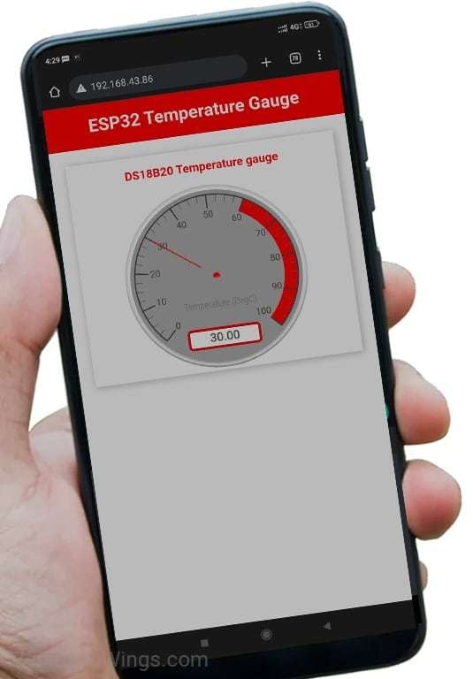Analog Gauge Temperature Reading using ESP32 Server | ESP32