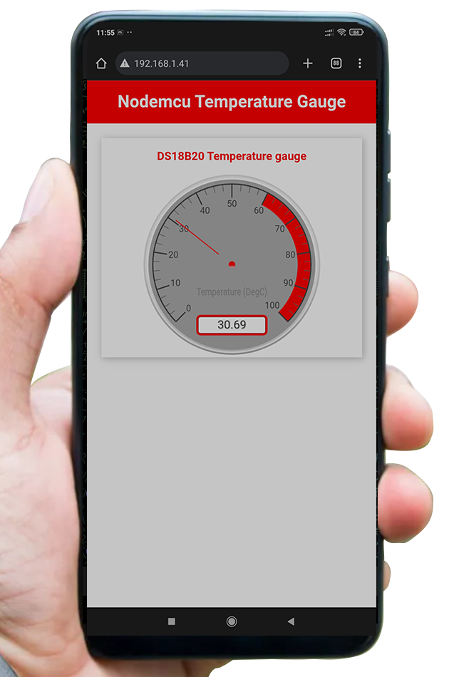 Analog Gauge Temperature Reading using Nodemcu Server. | NodeMCU