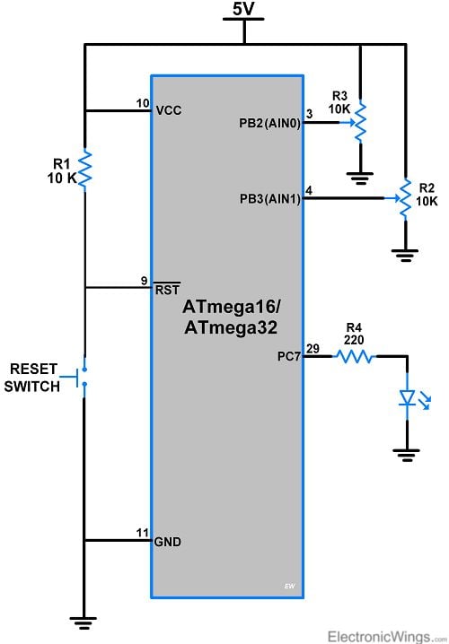 Analog Comparator in AVR ATmega16/ATmega32 | AVR ATmega Controll..