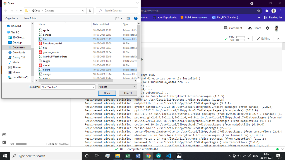 Fire Prediction using Arduino nano BLE sense and Machine Learning..