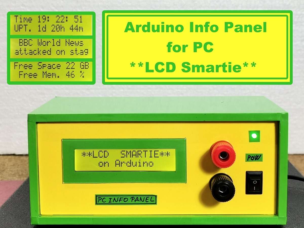 Arduino LCD Info panel for PC (LCD Smartie) | project
