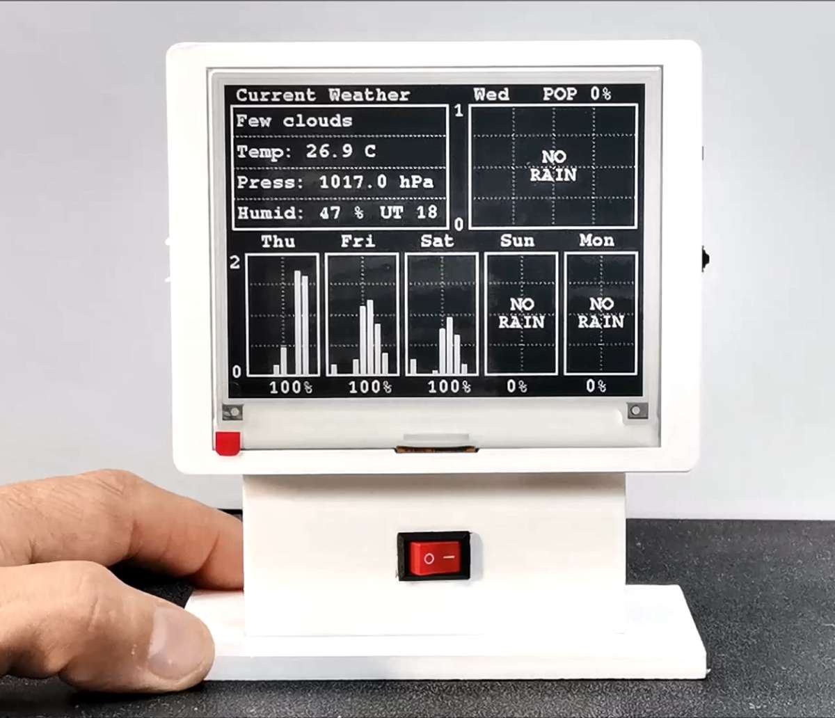 DIY 5 Day Rainfall Forecast Device ESP32 E Paper Project | proj..