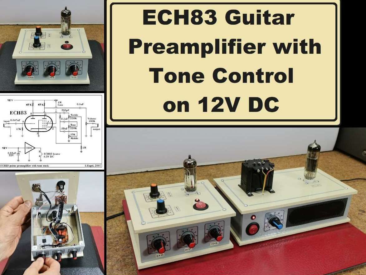 ECH83 Guitar Preamplifier with Tone Control on 12V DC | project