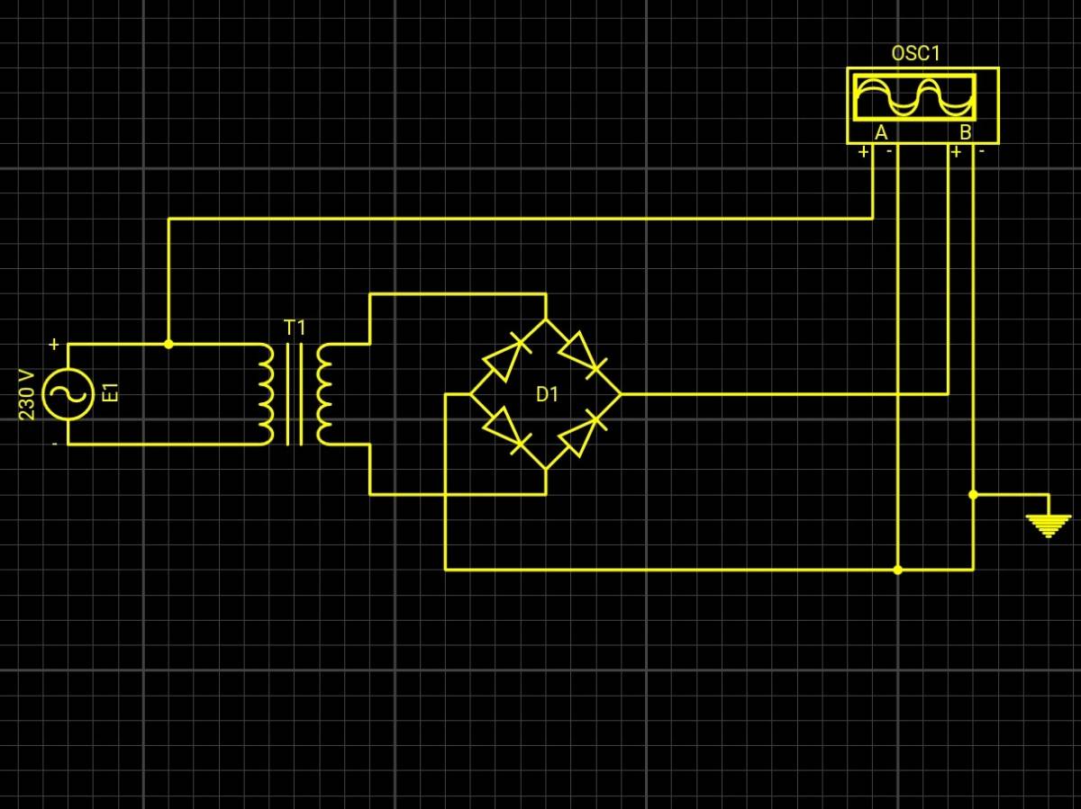 Full Wave Bridge Rectifier Simulation using Droid Tesla | project