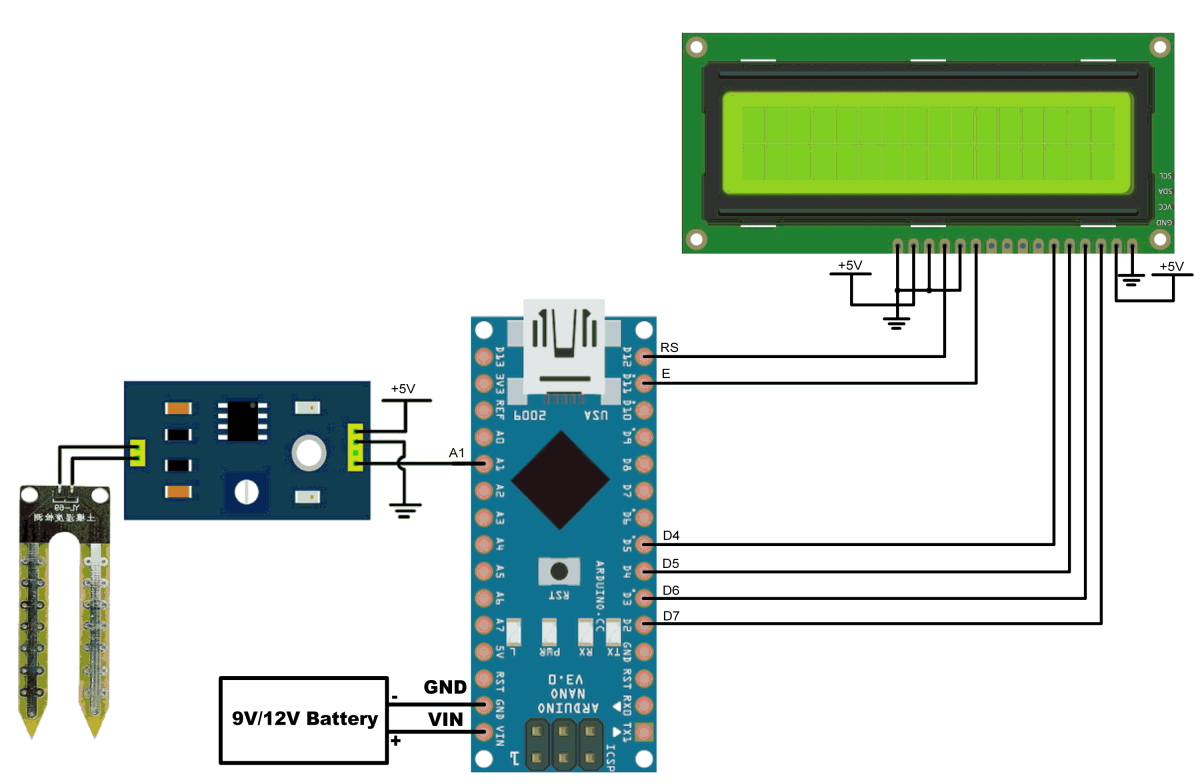 Simple plant monitor using Soil Moisture and Arduino Nano | proje..